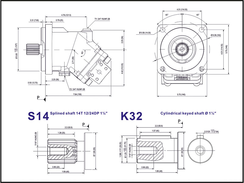 A2MS (SAE) Bent Axis Hydraulic Motors - SAE B Bent Axis Hydraulic ...
